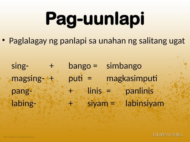 Kasanayan sa Filipino: Salitang ugat at panlapi | PPTX
