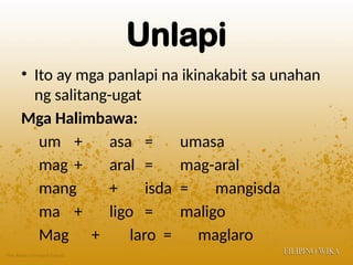 Kasanayan sa Filipino: Salitang ugat at panlapi | PPTX