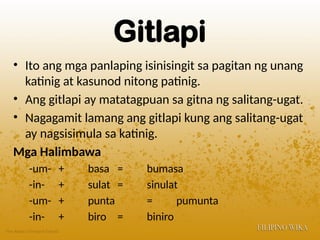 Kasanayan sa Filipino: Salitang ugat at panlapi | PPTX