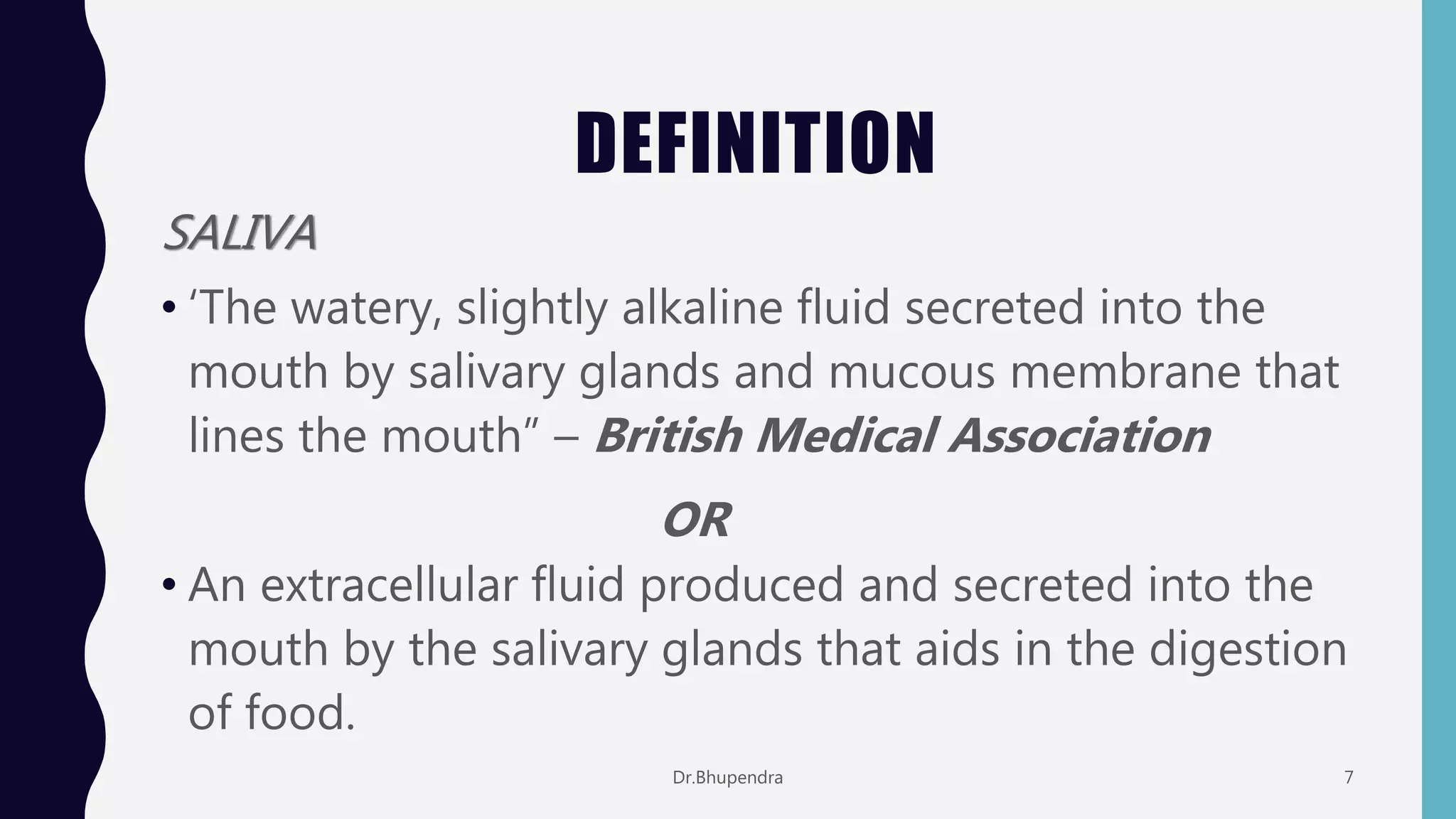 Saliva and its prosthodontic considerations | PPTX