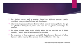 SALIVA and its composition and role of saliva | PPTX