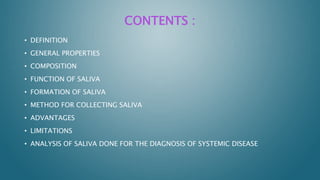 Saliva - Diagnostic Tool | PPTX