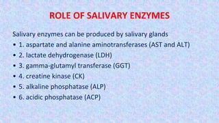 BIOCHEMICAL ASPECTS OF SALIVA FLUID | PPT