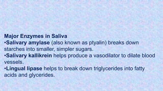 BIOCHEMICAL ASPECTS OF SALIVA FLUID | PPT