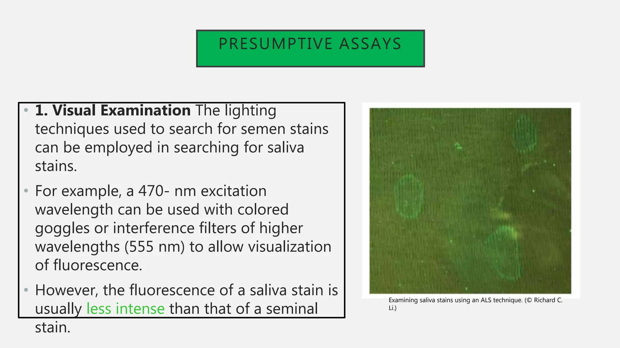 Saliva Analysis Methods -Forensic Biology | PPT