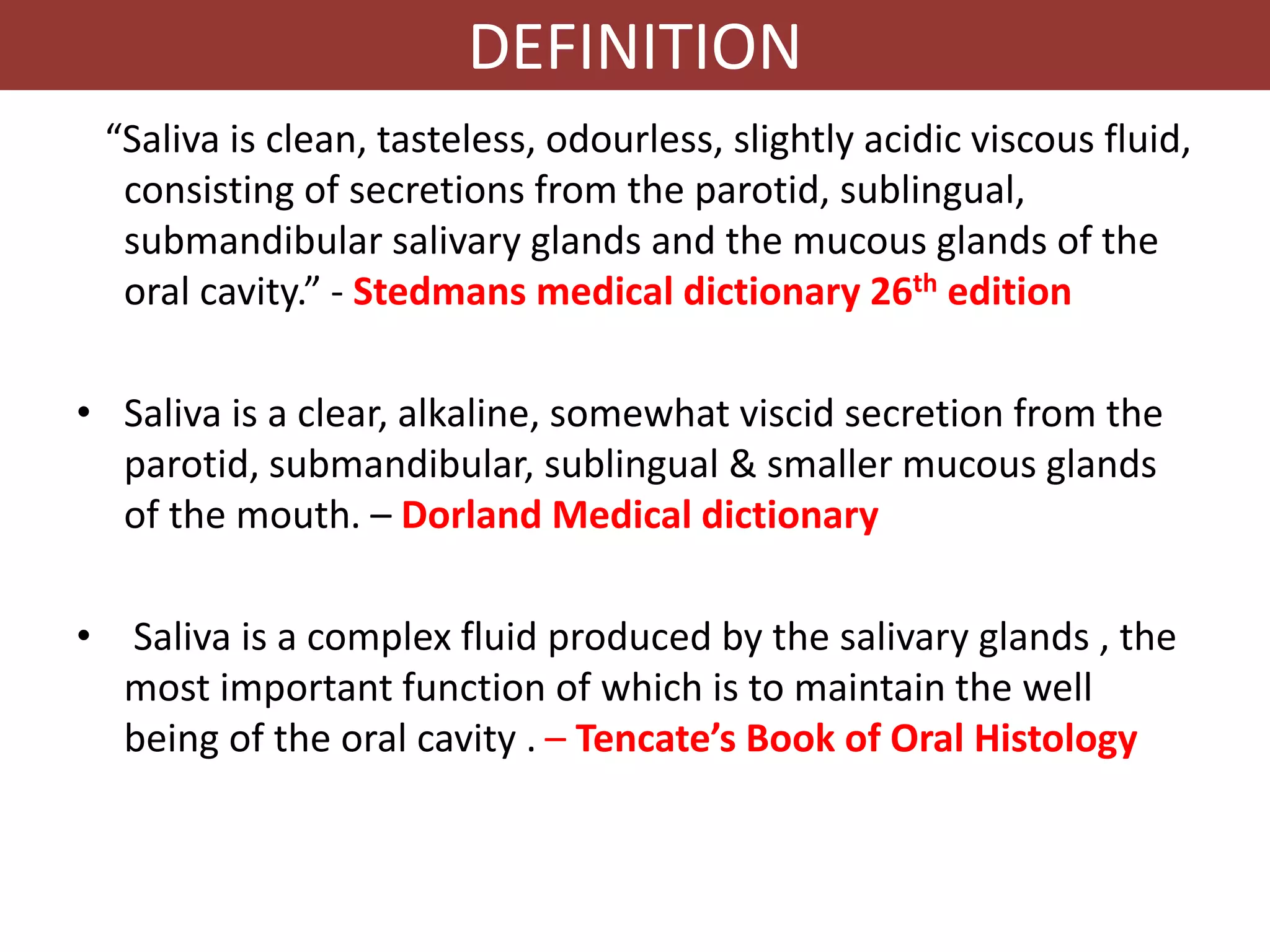 Saliva and salivary glands | PPTX