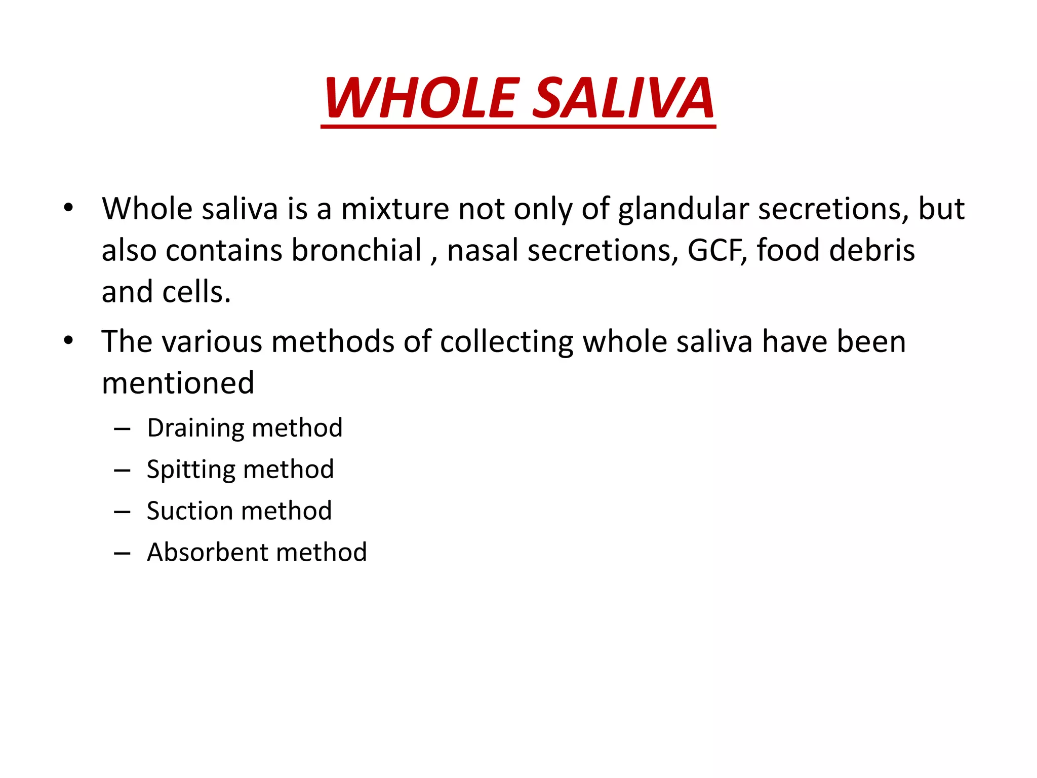 Saliva in periodontal diseases - Dr Harshavardhan Patwal | PPTX