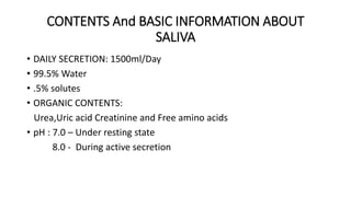 Salivary gland,basic info, function, secretion and regulation | PPTX