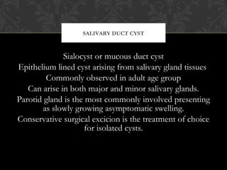 Salivary gland disorders final | PPT