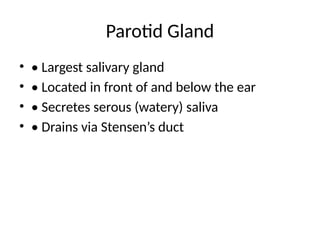 Salivary Glands anatomy and functions, HAP-II, UNIT- II | PPTX