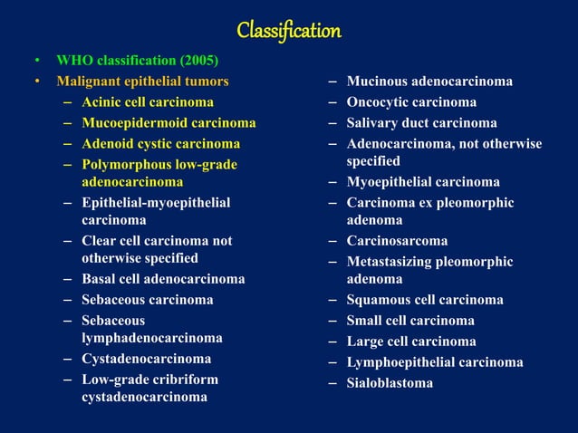 Salivary gland tumors | PPTX | Ear, Nose and Throat Conditions | Diseases and Conditions