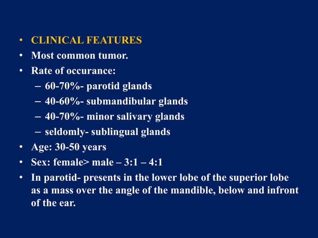 Salivary gland tumors | PPTX | Ear, Nose and Throat Conditions | Diseases and Conditions