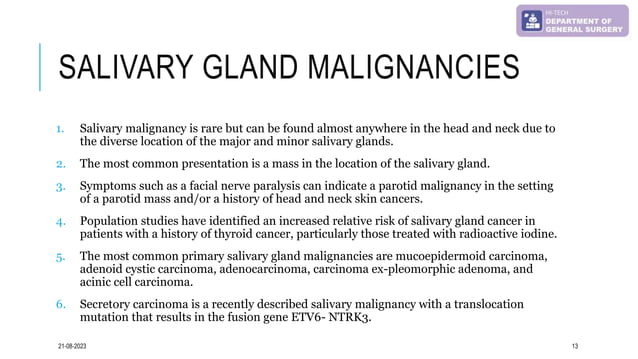Salivary gland tumours | PPTX