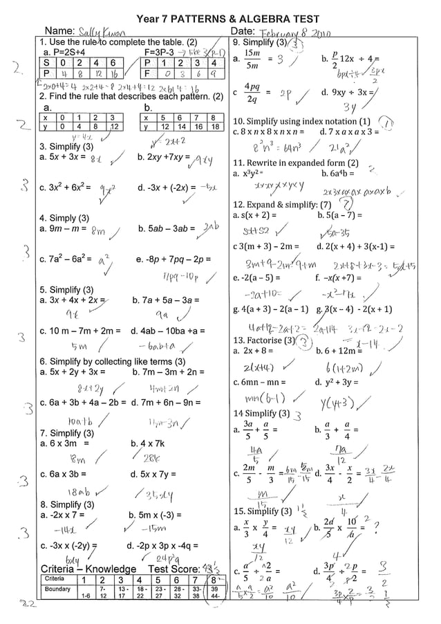 Sally's Math Test | PDF