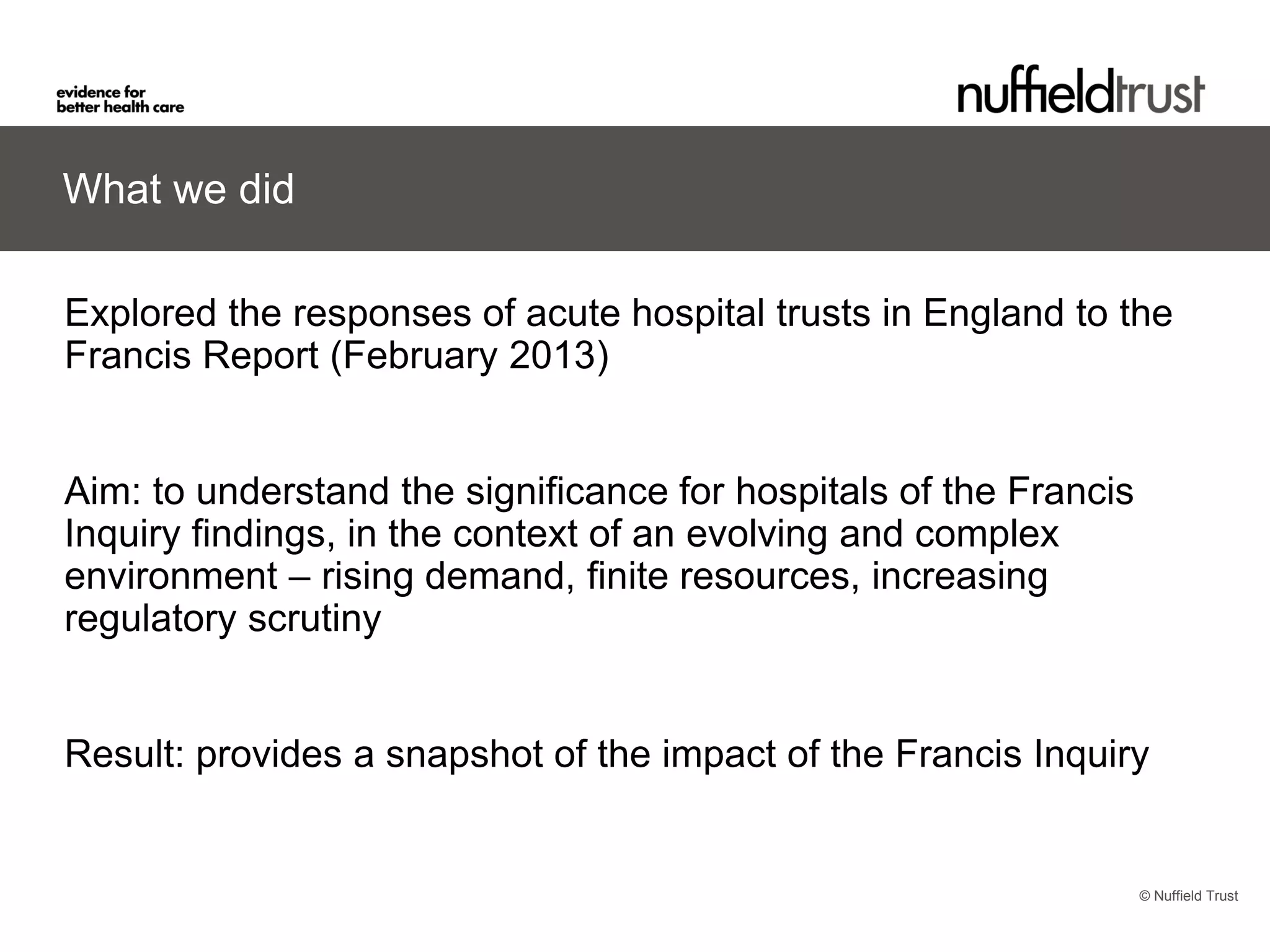 Sally Williams: acute trust responses to the Francis Report | PPT ...