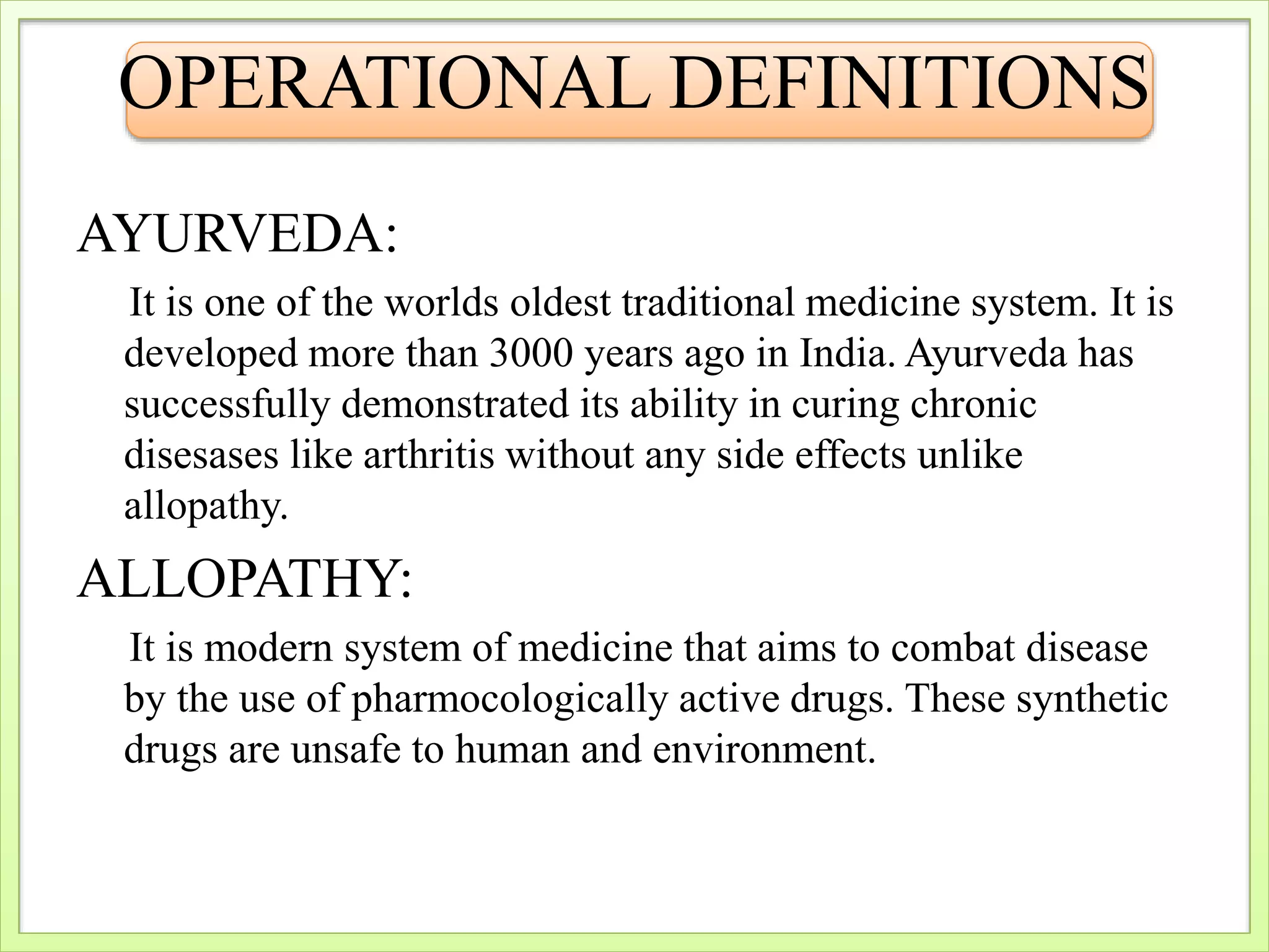 survey on allopathy and ayurvedic medicines | PPTX