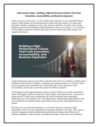 Salma Karina Hayat - Building a High-Performance Culture That Fuels Innovation, Accountability ...