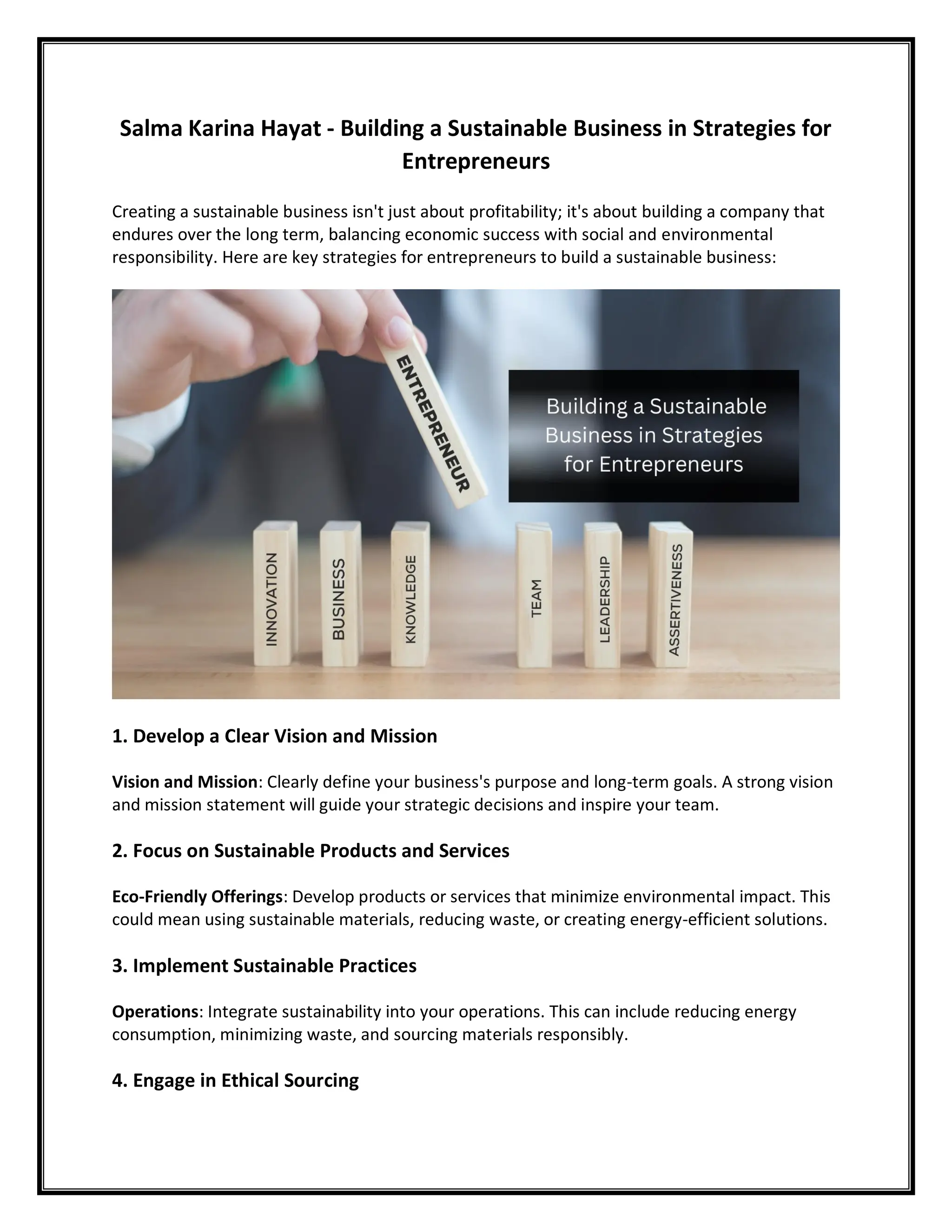 Salma Karina Hayat - Building a Sustainable Business in Strategies for Entrepreneurs.pdf | Free ...