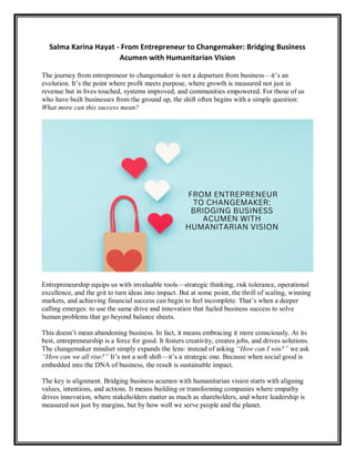 Salma Karina Hayat - From Entrepreneur to Changemaker - Bridging Business Acumen with ...