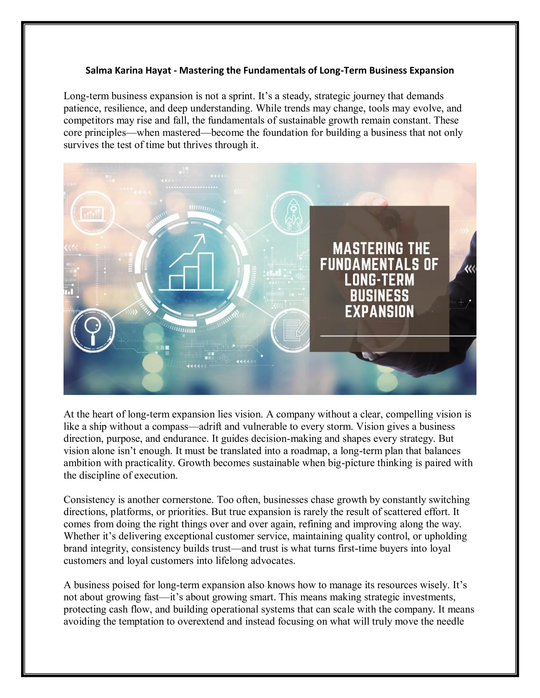 Salma Karina Hayat - Mastering the Fundamentals of Long-Term Business ...