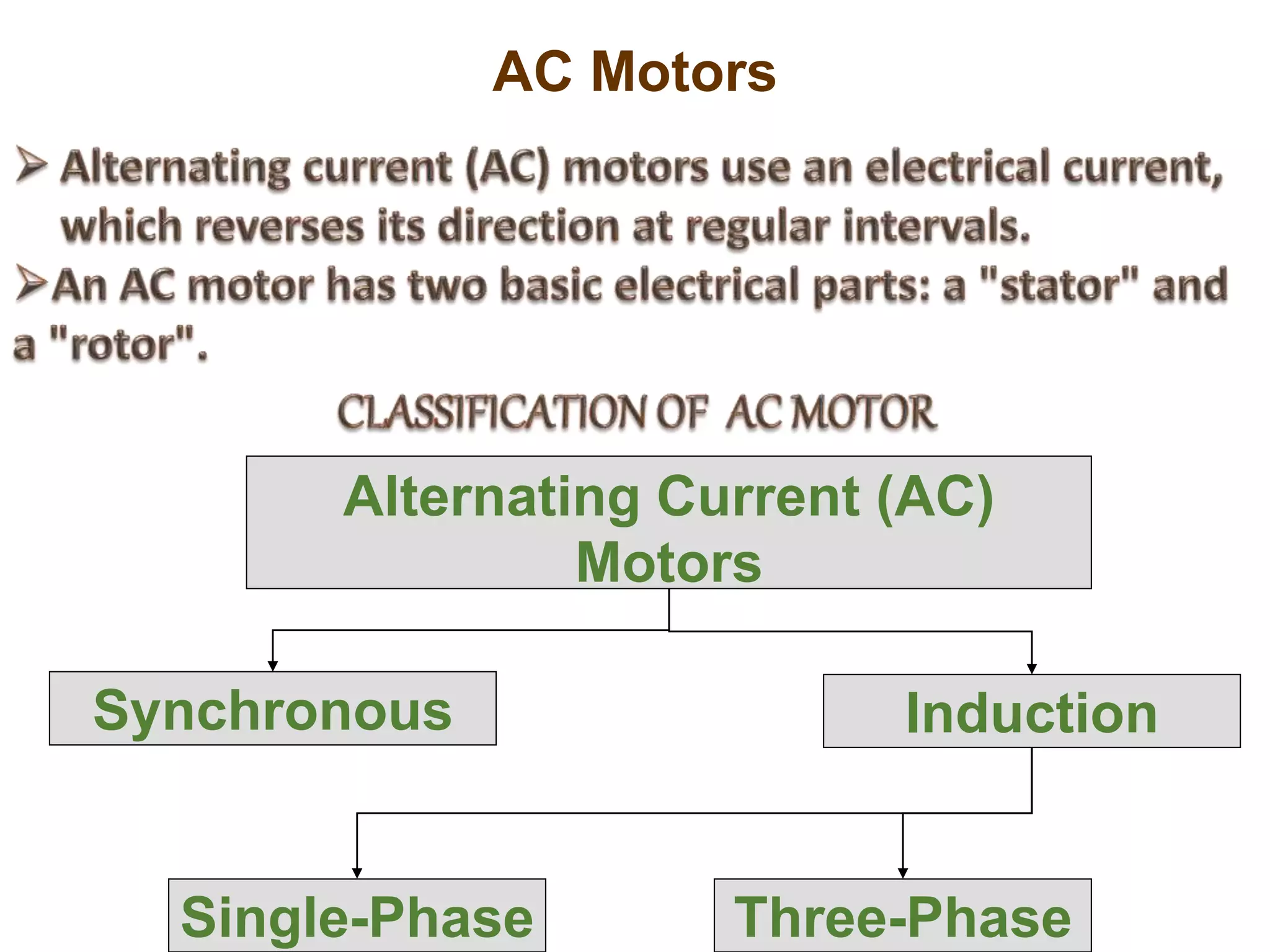 Ac motors and their types | PPTX