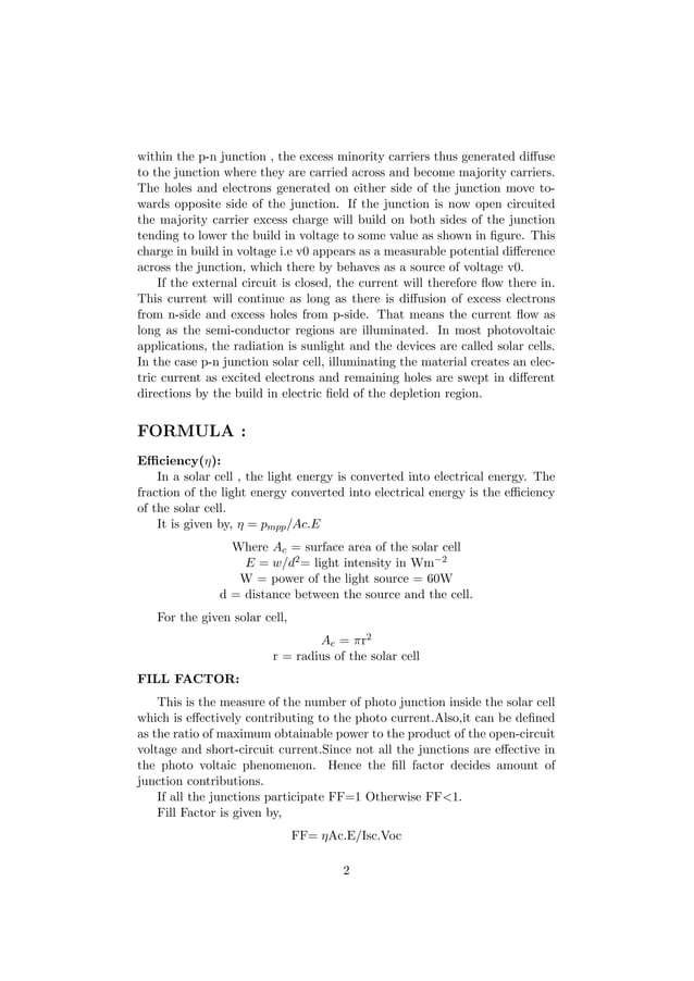 procedure sheet for the experiment " SOLAR CELL" | PDF | Physics | Science