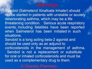 Serobid (Salmeterol Xinafoate Inhaler) | ODP | Lung and Respiratory ...