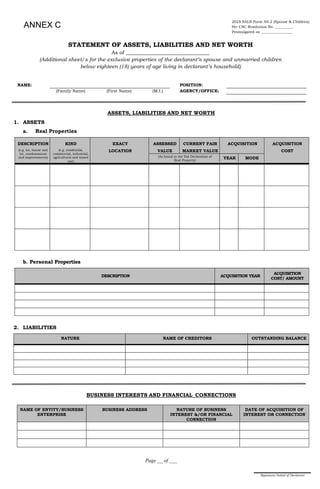 SWORN STATEMENT OF ASSETS, LIABILITIES, AND NET WORTH | PDF