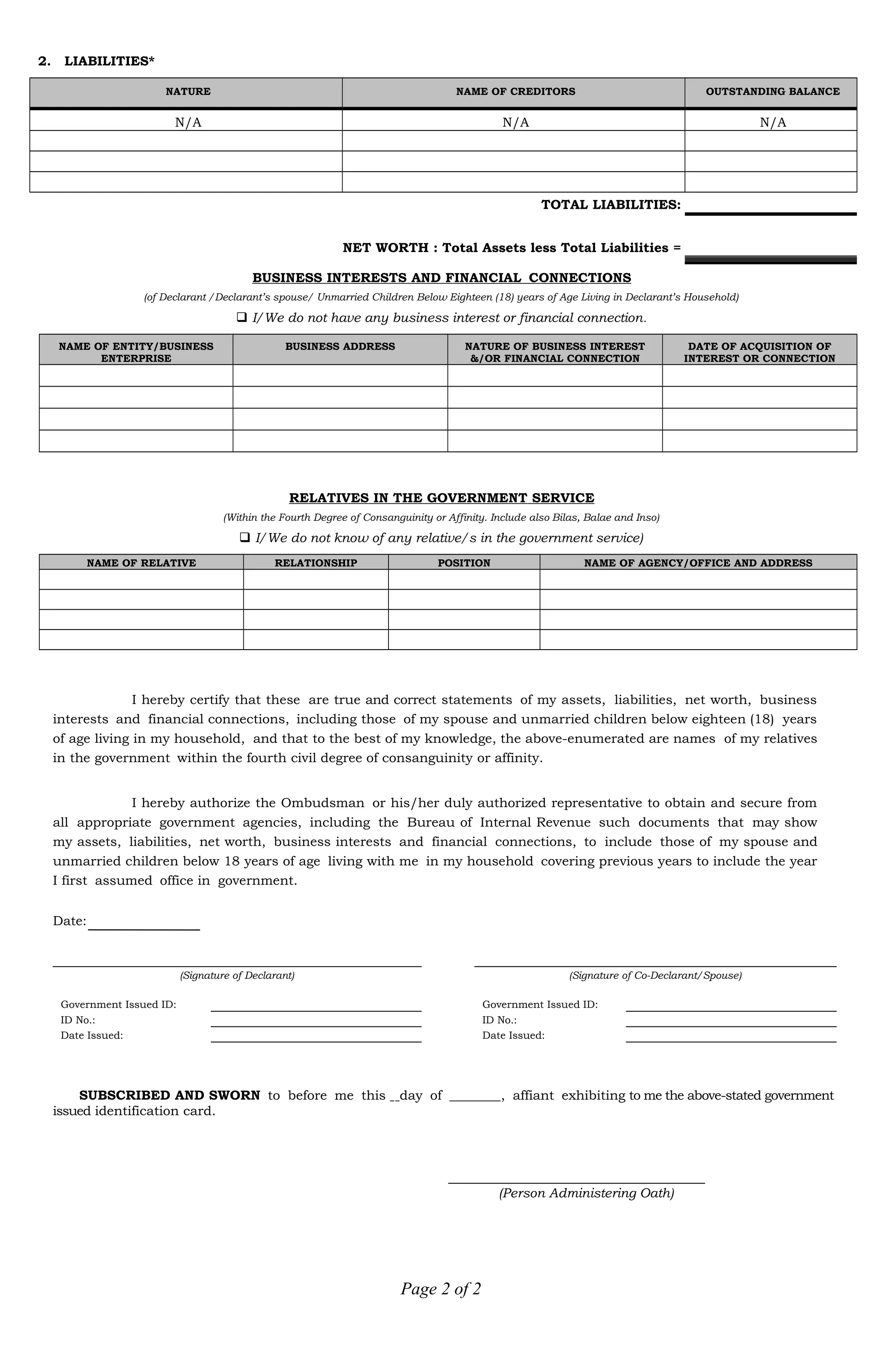 Saln form 2015 legal | DOC
