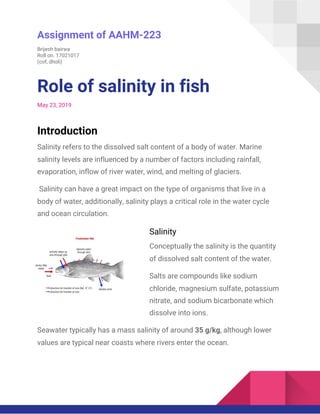 Role of Salinity in fish | PDF
