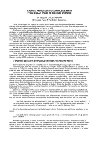 Salome, an Obsessive Compulsive Myth, from Oscar Wilde to Richard ...