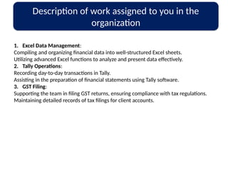 Goods and services tax & Tally Internship Report | PPTX