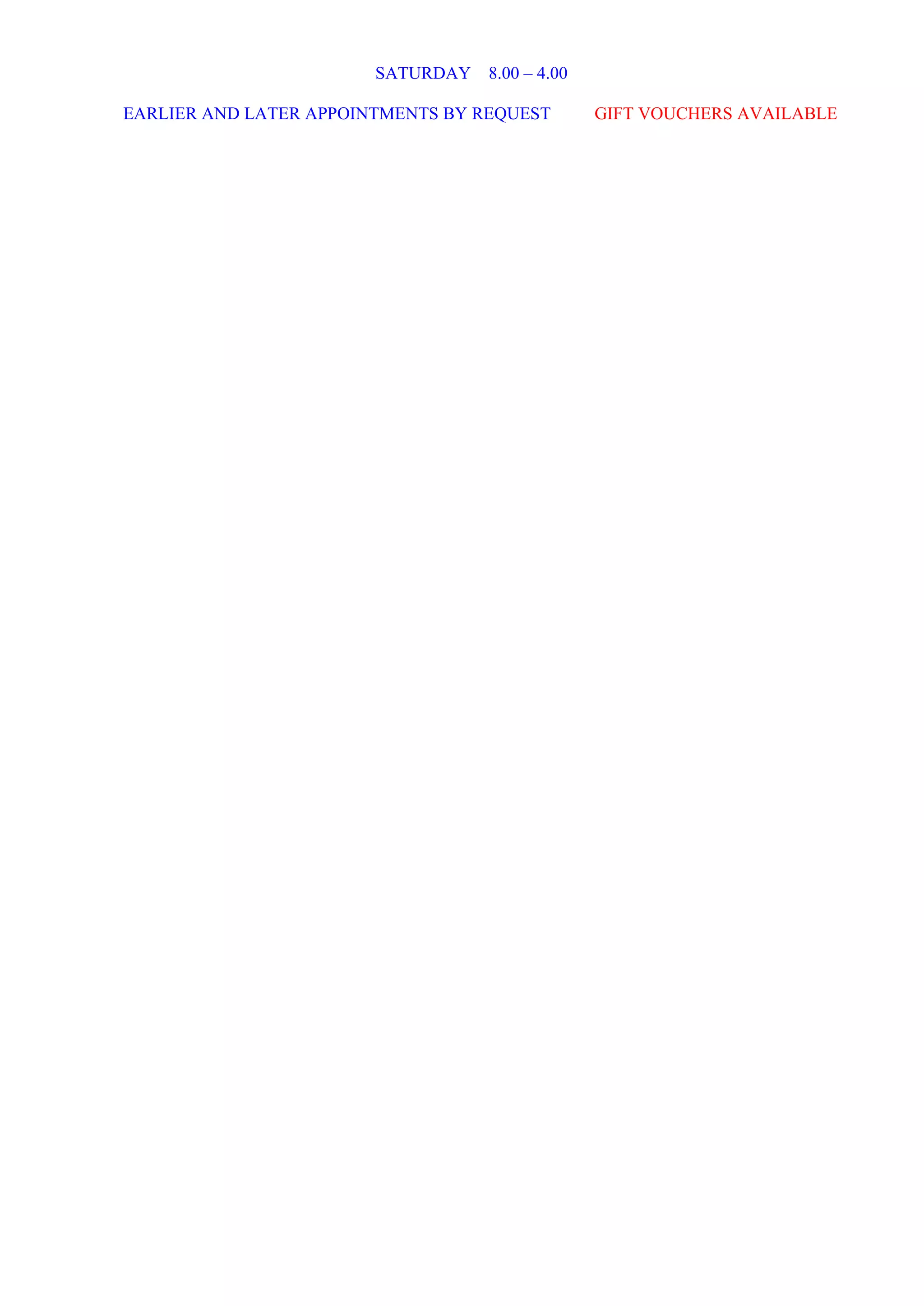 Salon Price List 2009 | DOC