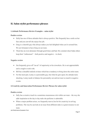 Salon stylist performance appraisal | DOC | Resume Writing and Advice ...