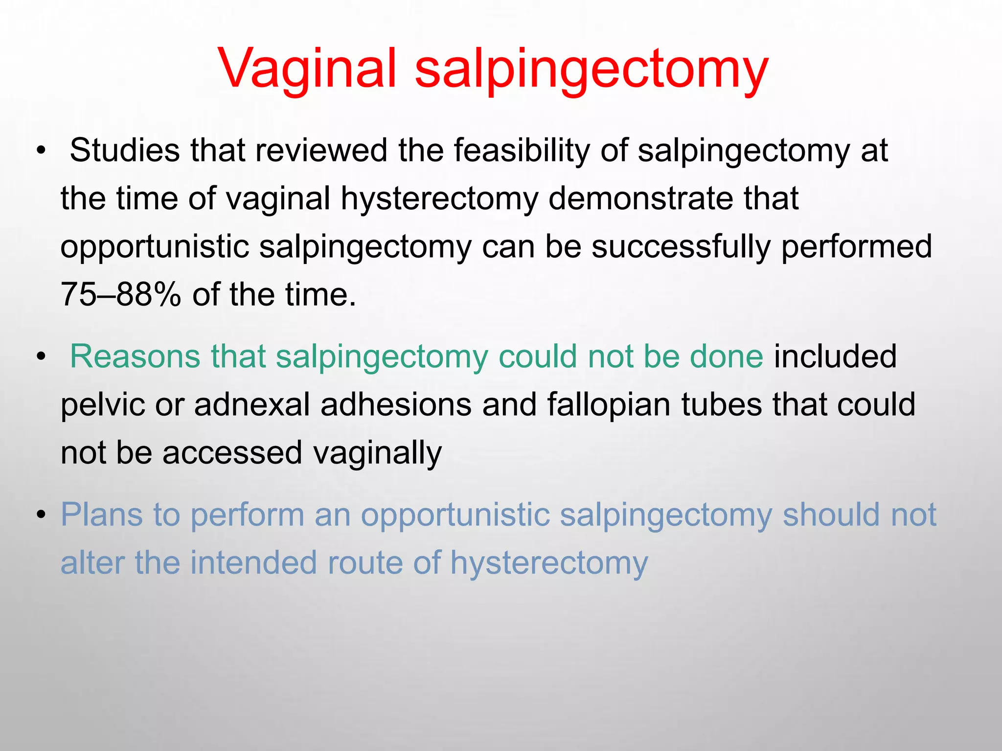 Salpingectomy for ovarian risk reduction | PPTX