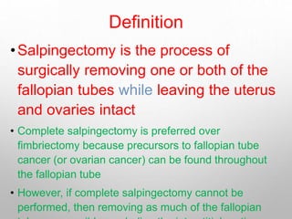 Salpingectomy for ovarian risk reduction | PPTX