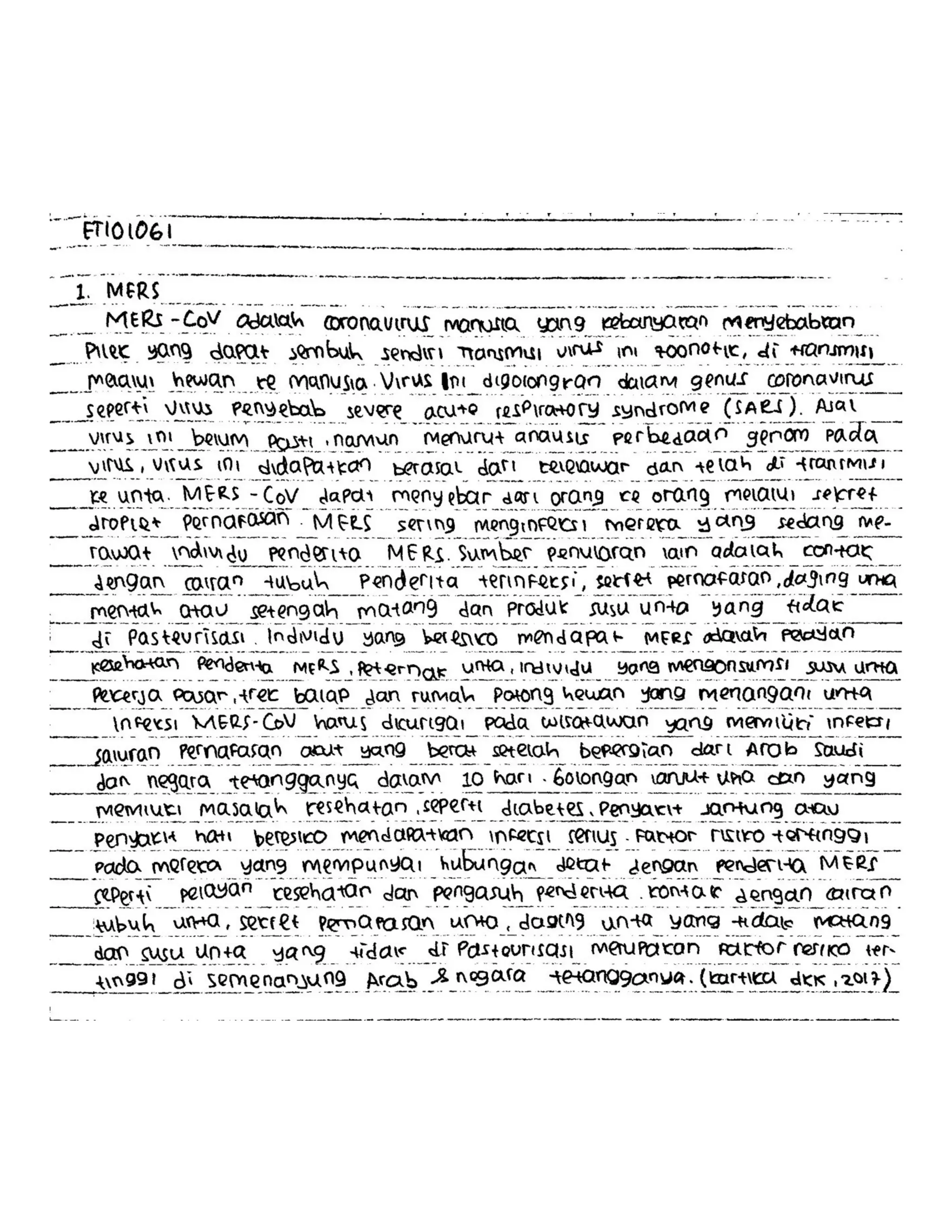 Patofisiologi dan Etiologi SARS dan MERS | PDF