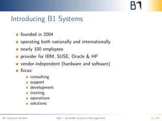 Salt - A Scalable Systems Management Solution for Datacenters | PPT