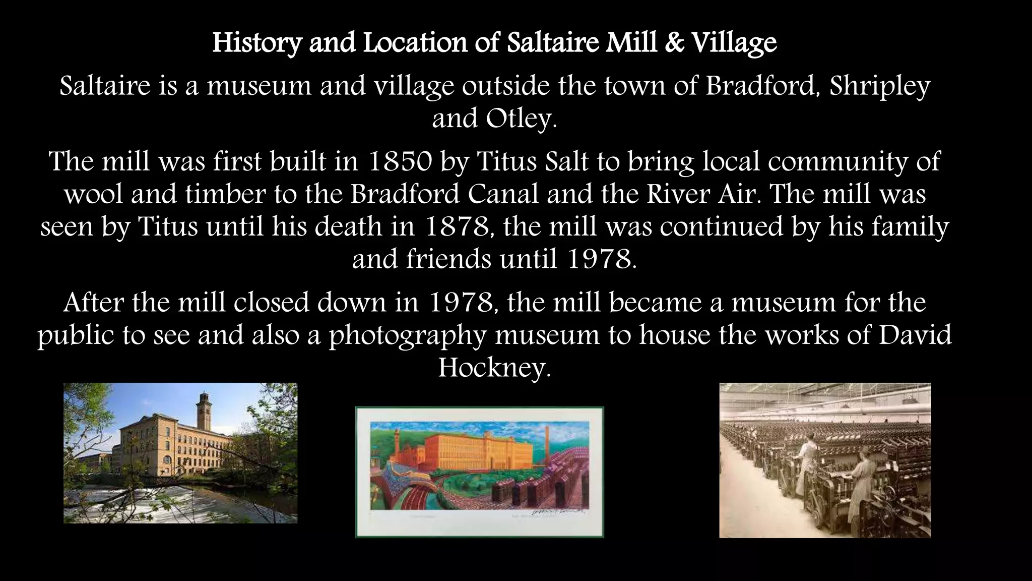 Saltaire museum & world heritage centre presentation | PPTX