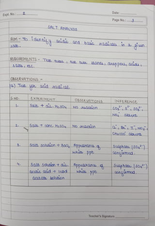salt analysis class 12 pdf for boards and | PDF