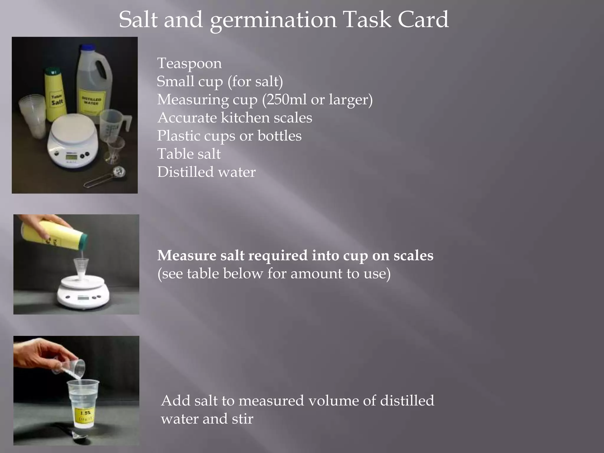 Salt and germination task | PPTX | Gardening | Home & Garden