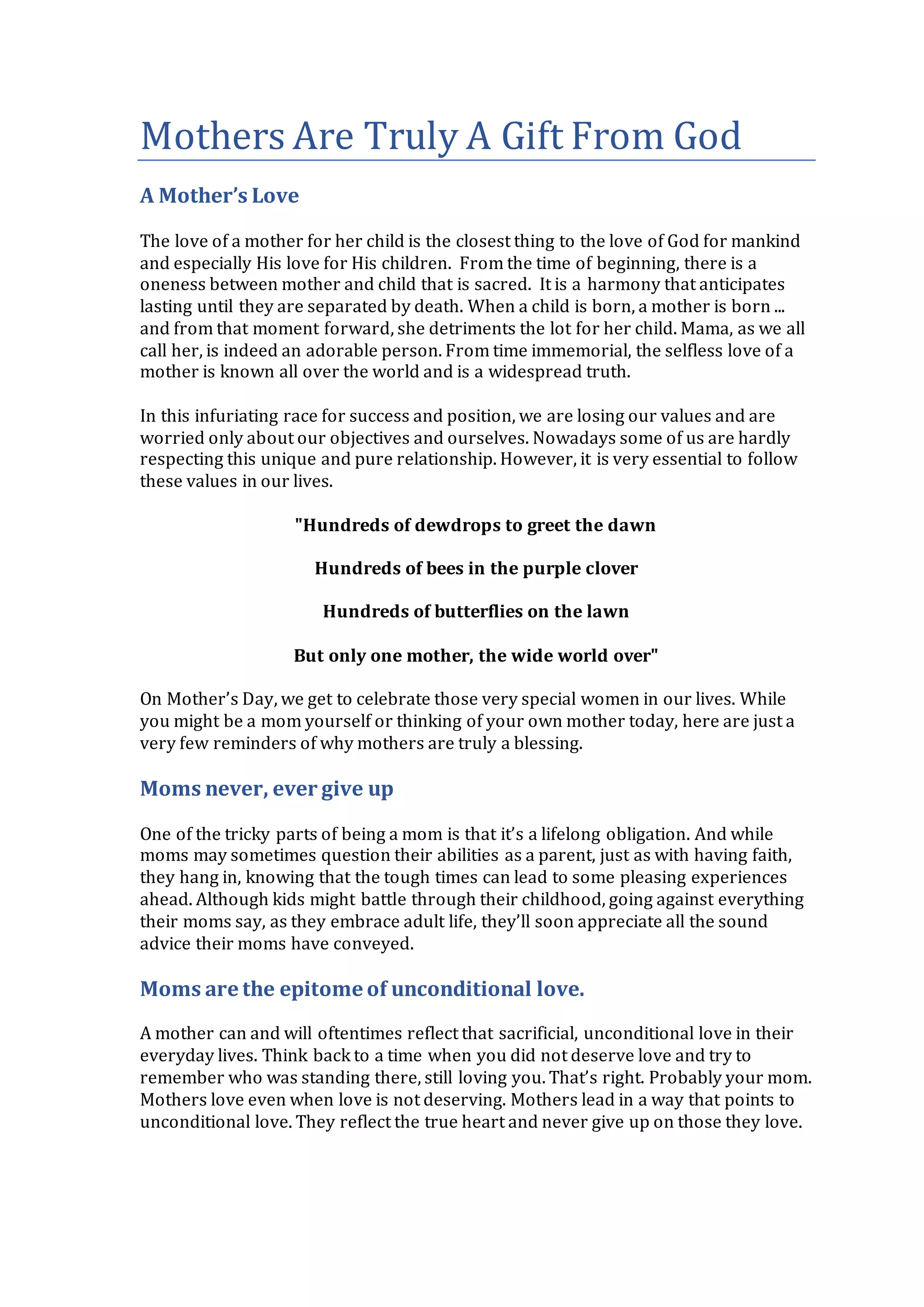 A Mother’s Love | DOCX