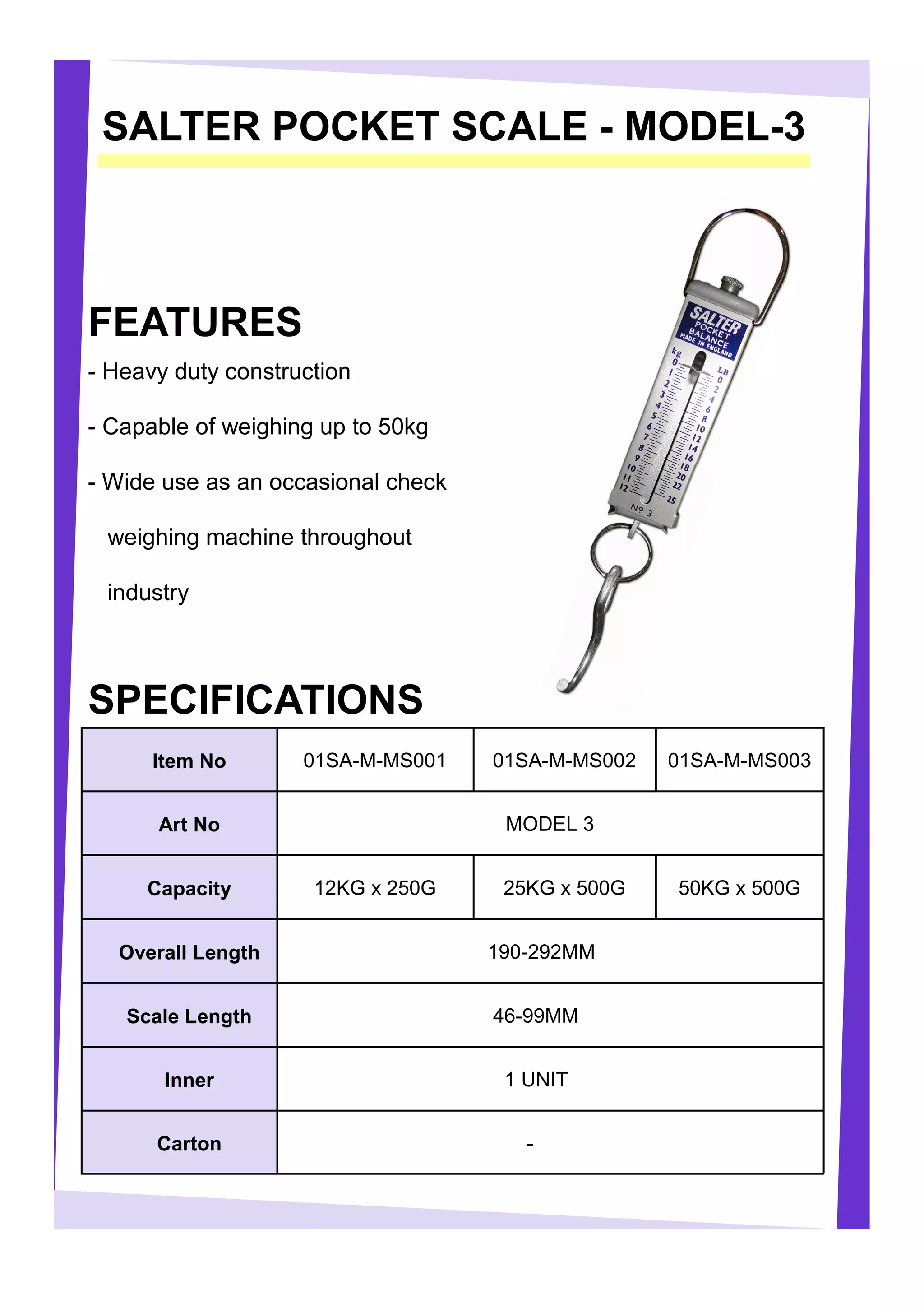 SALTER POCKET SCALE - MODEL-3 | PDF