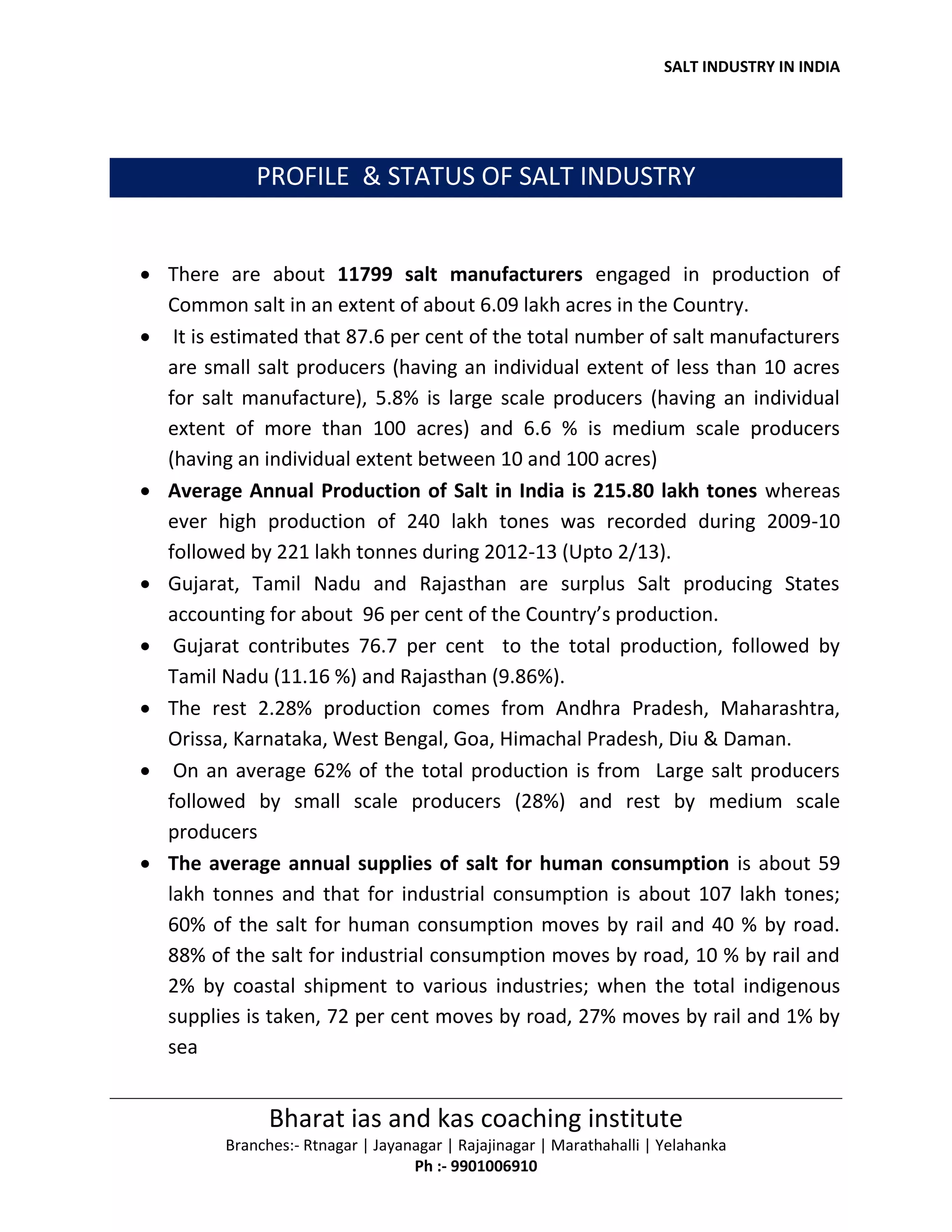 Salt in industry in india | PDF