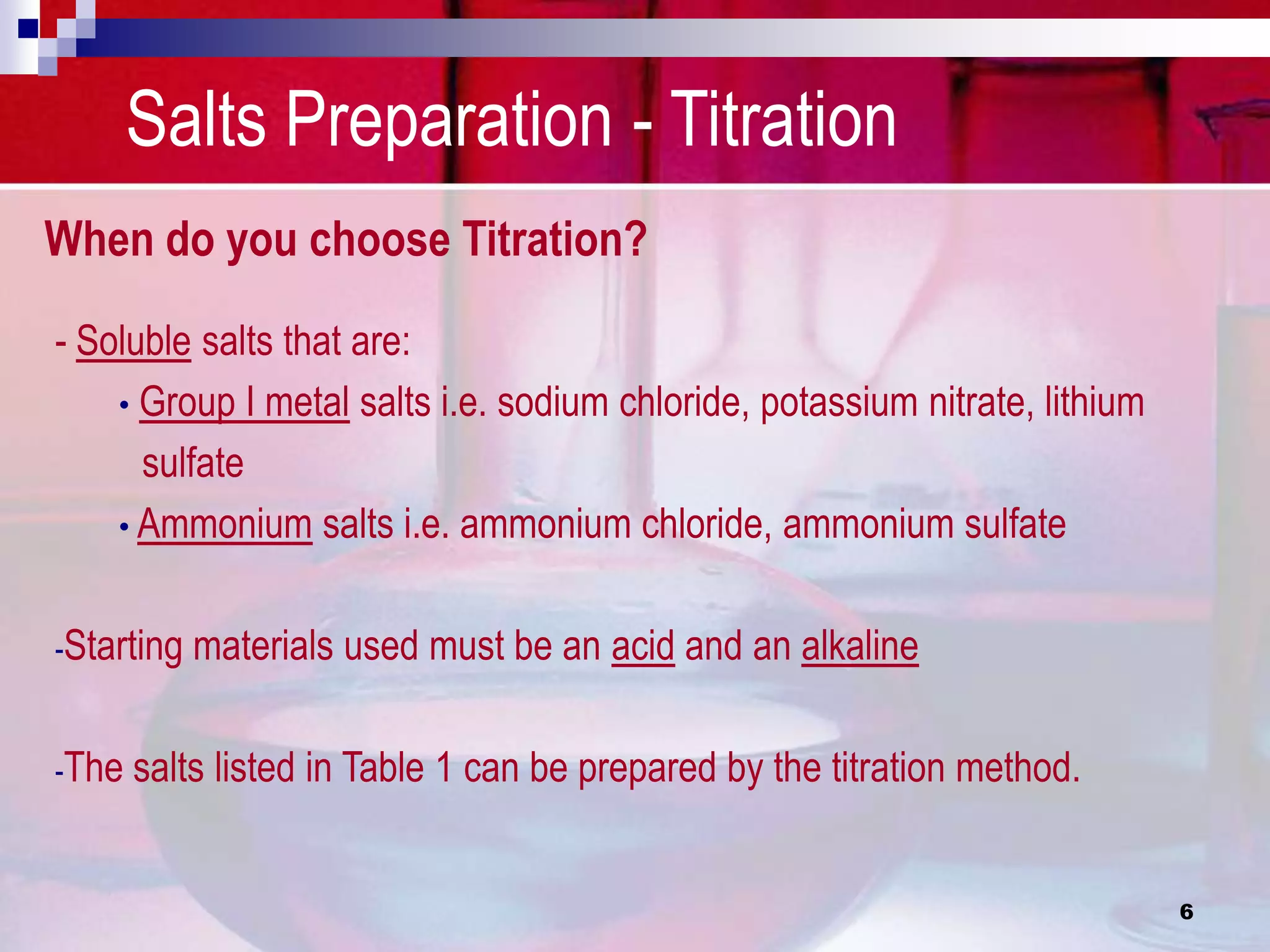 Salt preparation by titration | PPTX