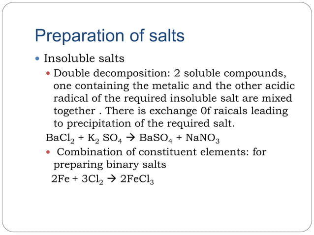 Salts | PPTX | Chemistry | Science