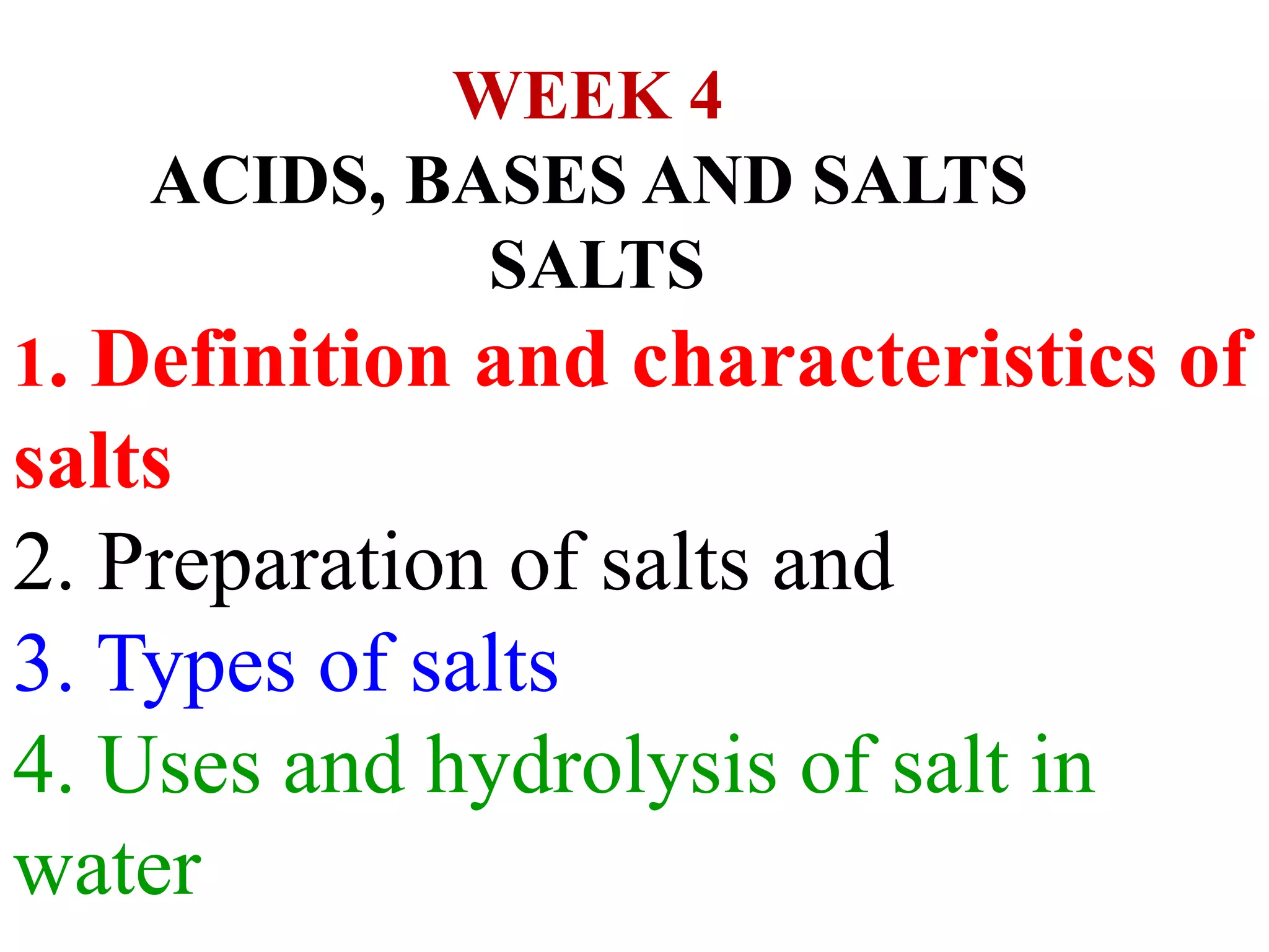 Types of Salts and solubility rate | PPTX