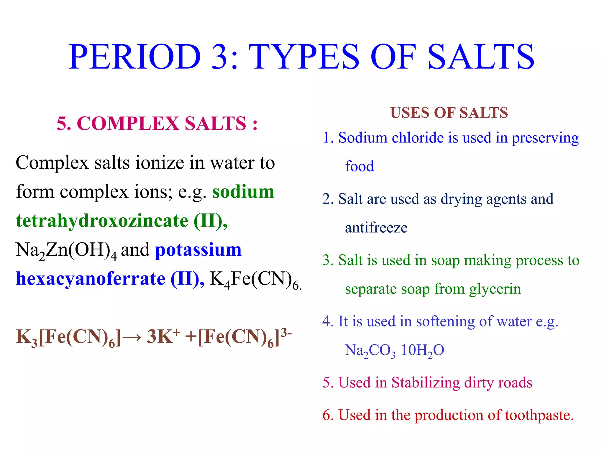 Types of Salts and solubility rate | PPTX