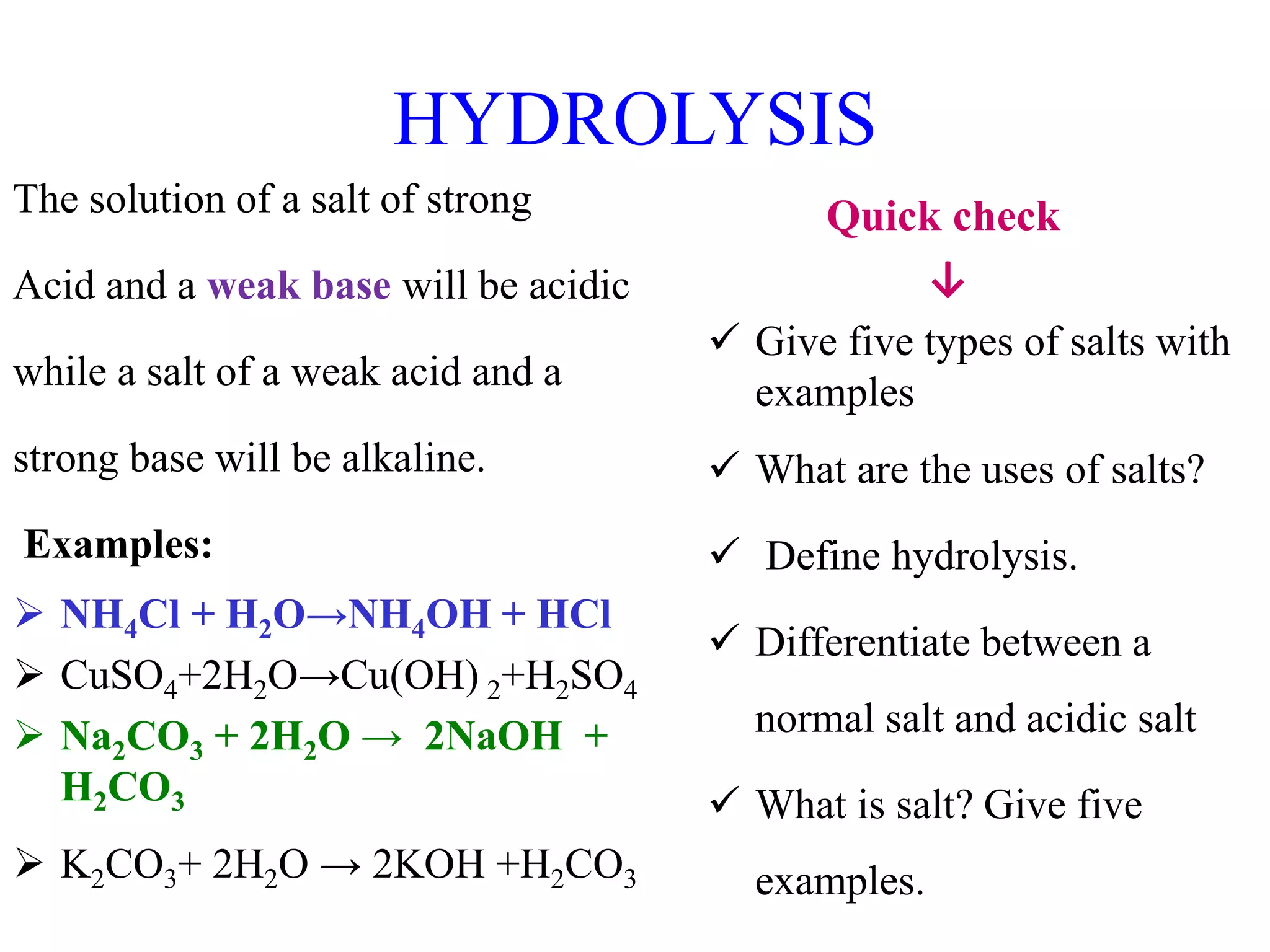 Types of Salts and solubility rate | PPTX