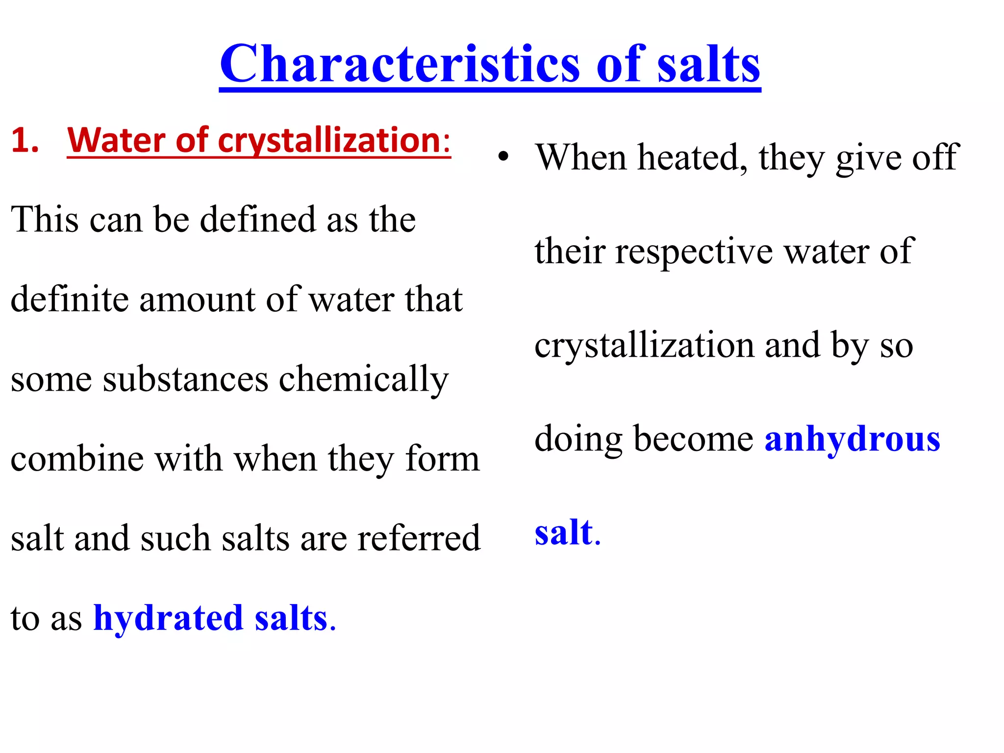 Types of Salts and solubility rate | PPTX